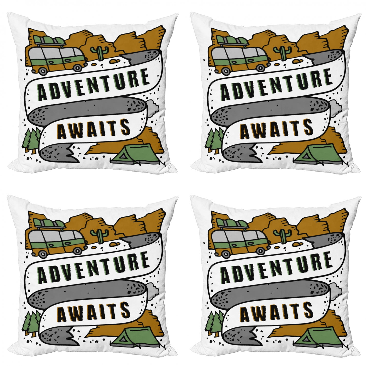 Saying Throw Pillow Cushion Case Pack of 4, Doodle Style Graphic ...
