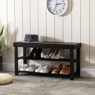 Furinno 5-Tier Turn-N-Tube Wide Shoe Rack, Wood, Brown and Black ...