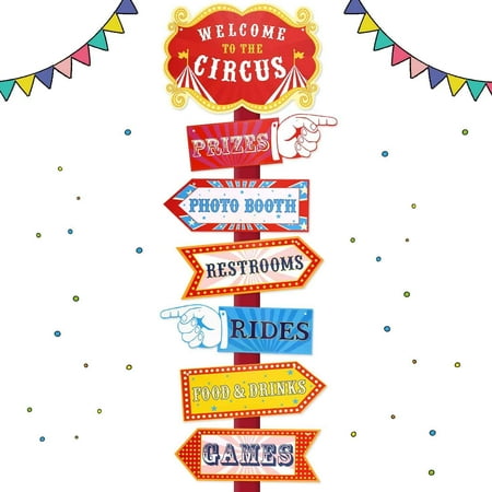 Circus Carnival Birthday Party Directional Signs, Large Size 15" Circus ...