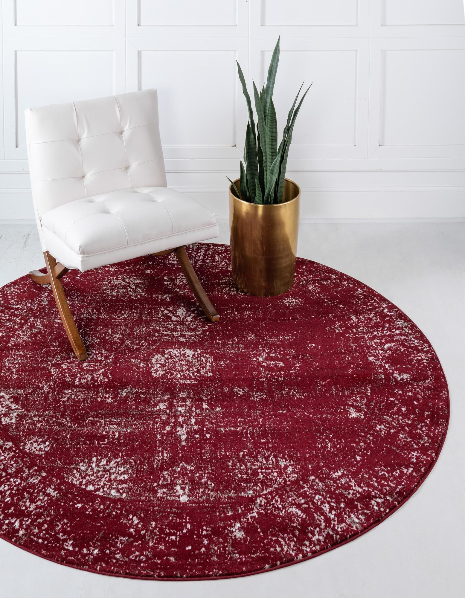 Rugs.com Monte Carlo Collection Rug – 5' Round Burgundy Medium Rug ...