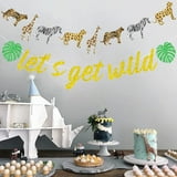 Let's Get Wild Banner Gold Glitter Jungle Animal Print Cheetah Garland ...