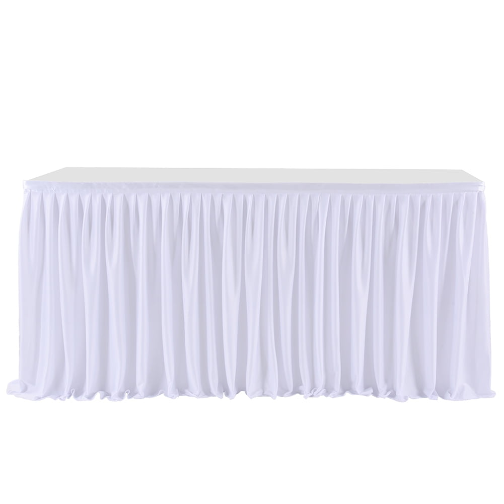 Soonbuy Pleated Table Skirt for Rectangle Table, Ruffle Tablecloth ...