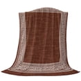 Brown Abstract Art Fleece Throw Blanket Vintage Linen Greek Key ...