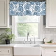 Blue Coastal Conch Valances for Windows, Rod Pocket Kitchen Valance ...