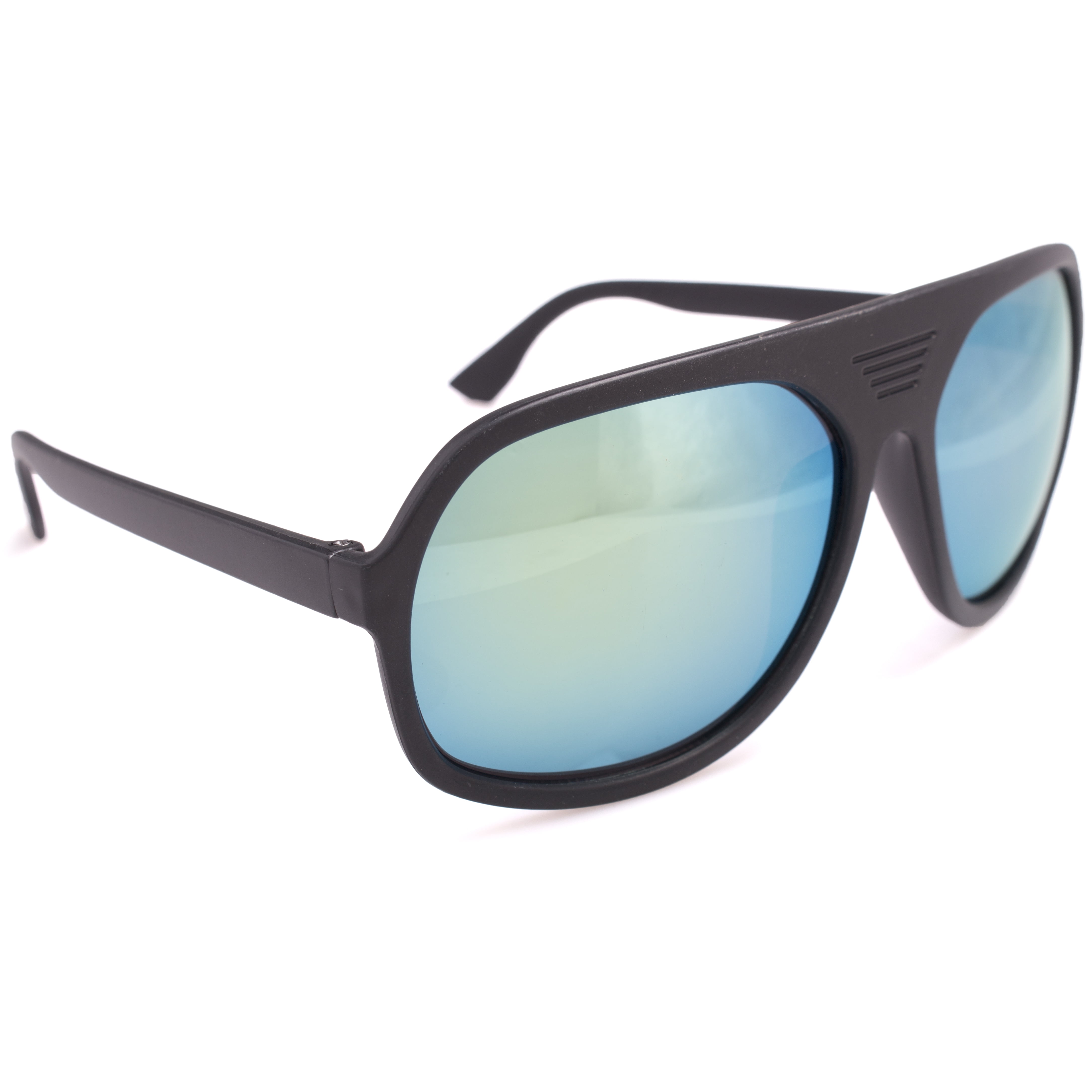 Retro Flat Top Plastic Black Aviator Shield Sunglasses, Lime Green Teal ...