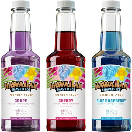 Snow Cone Kit - 1ct 16oz of each Flavor (Cherry, Grape and Blue ...