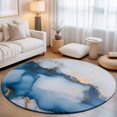Blue Gold Marble Area Rug, Bronzing Watercolor Modern Abstract Art Non ...