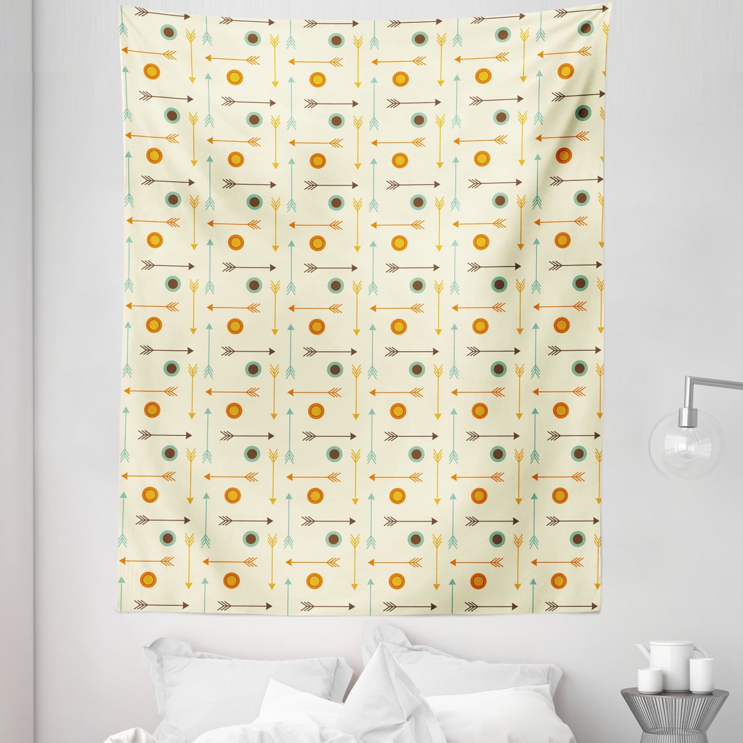 Tribal Tapestry, Geometric Pattern with Circles and Arrows Hipster Art ...