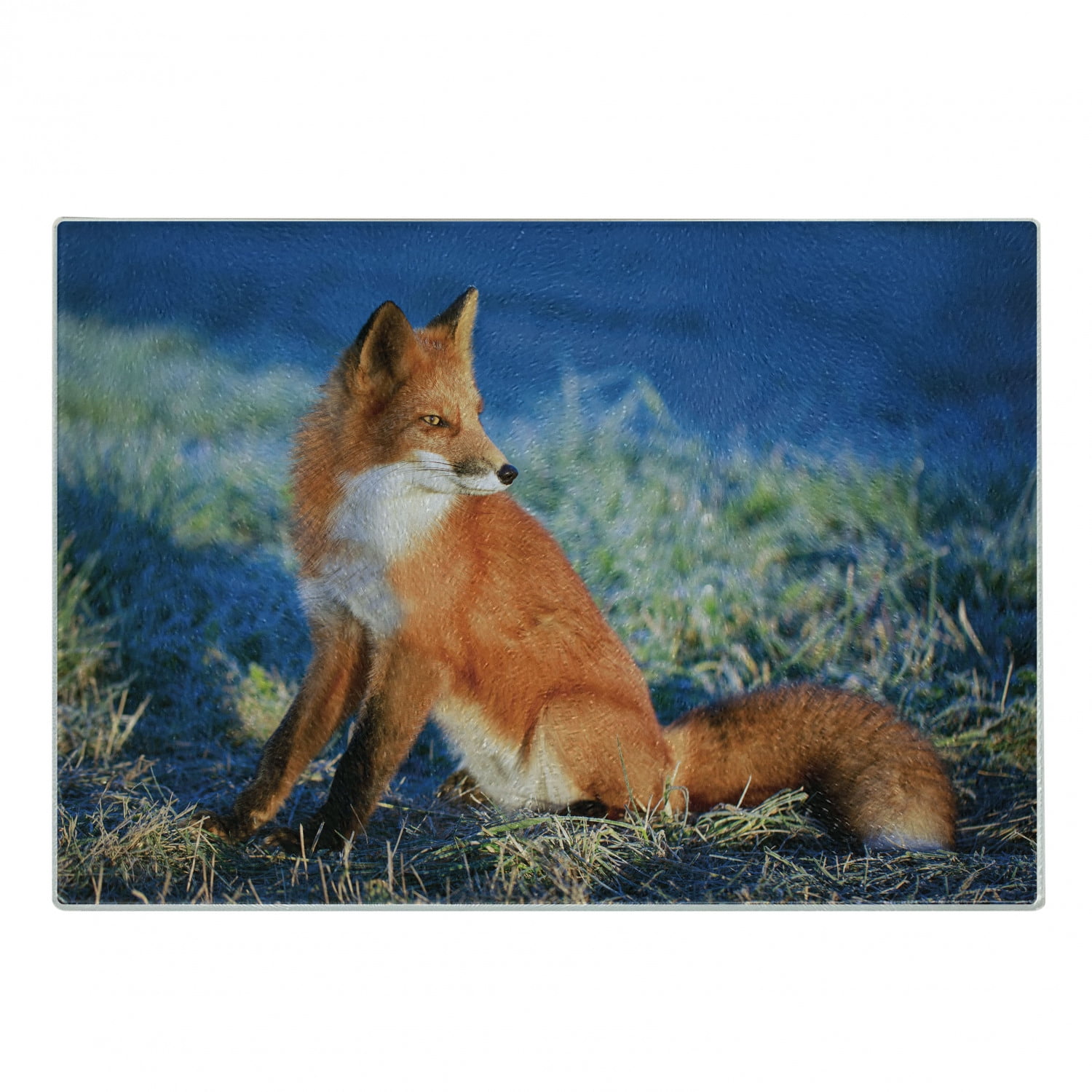 Fox Cutting Board, Serene Autumn Field in Cold Morning Animal Nature ...