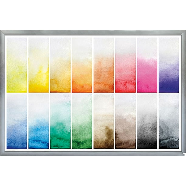 Bold Color - Watercolor Swatches Wall Poster, 22.375" x 34", Framed ...