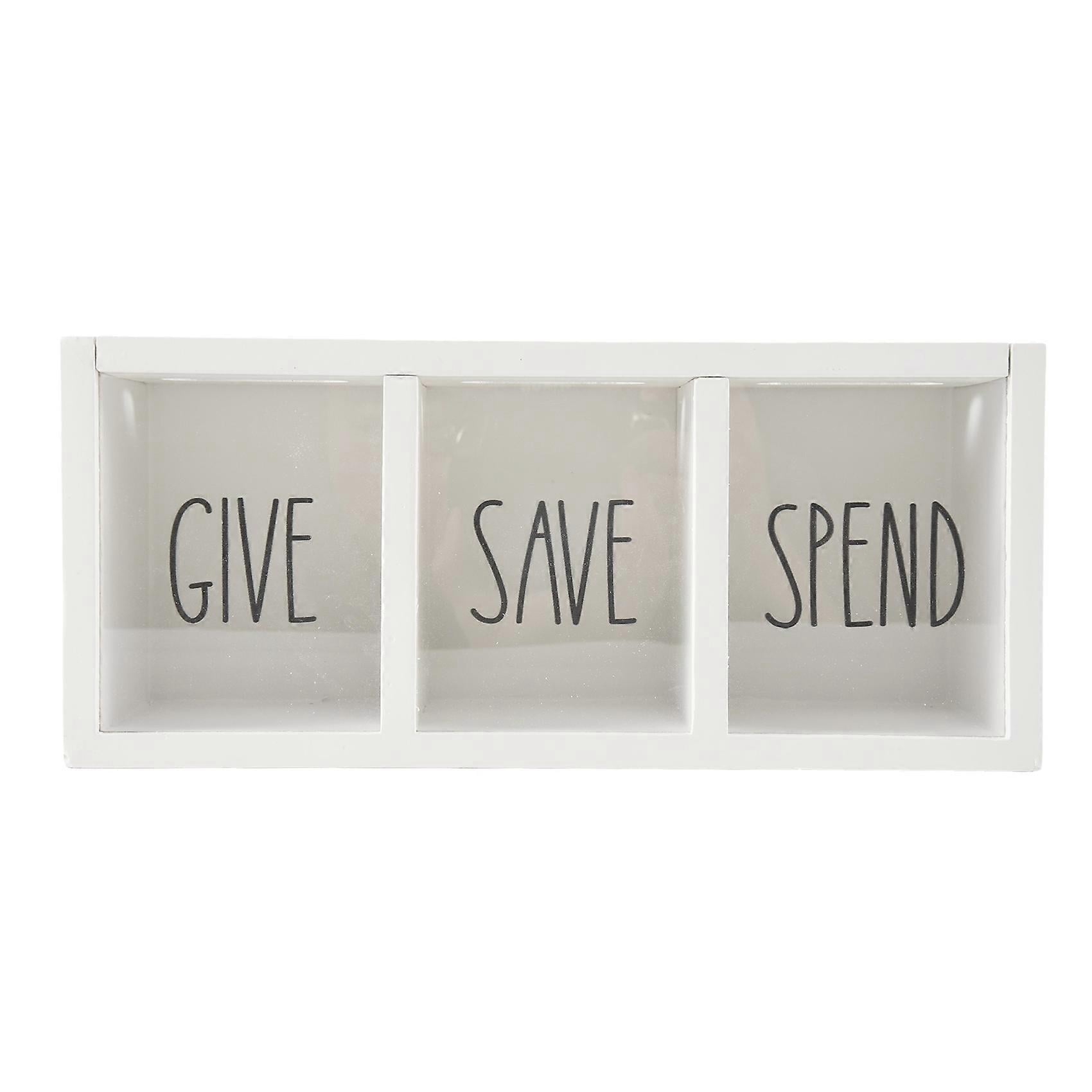 Wooden Give Save Spend Money Saving Box for Kids, Countertop Kid Piggy ...