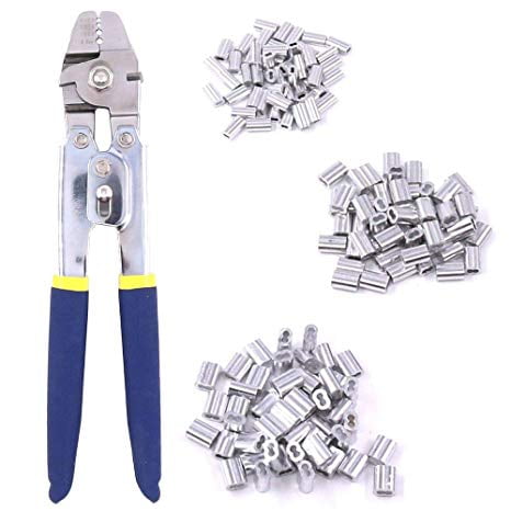 Glarks Up To 2.2mm Wire Rope Crimping Tool With 150Pcs 3 Size Aluminum ...