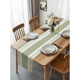 Burlap Table Runner 90 Inches Long, Sage Green Stripe Block Non-Slip ...