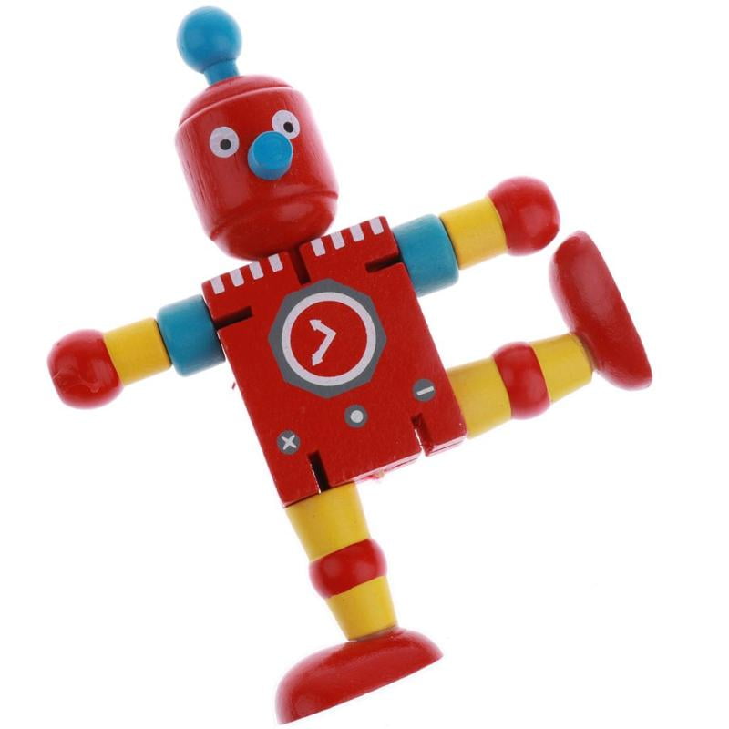 Wooden Walnut Puppets Robots Action Figure Toys Flexible Joints ...