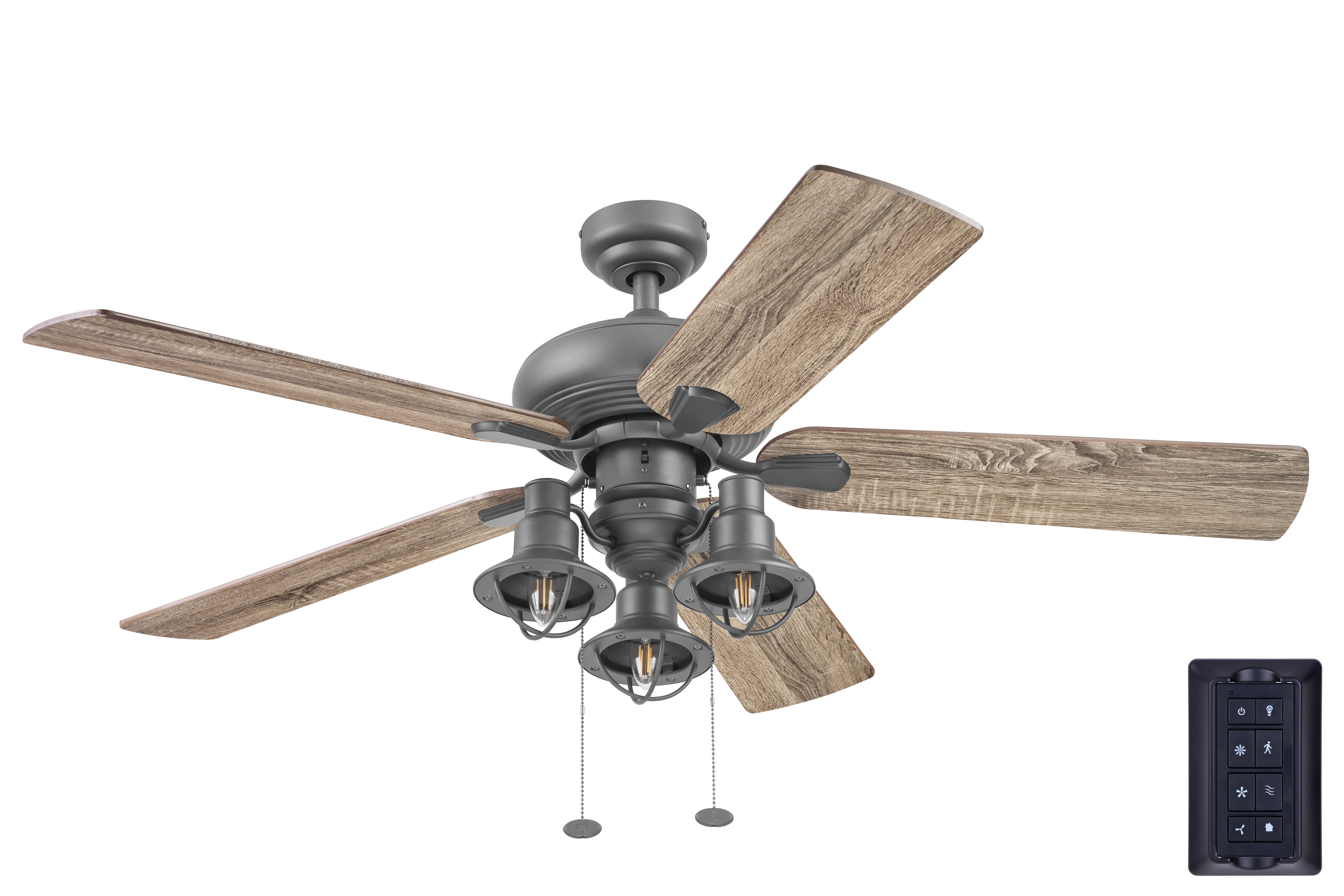 Prominence Home Piercy 52" Bronze Ceiling Fan with 5 Blades, 3 Arm Cage ...