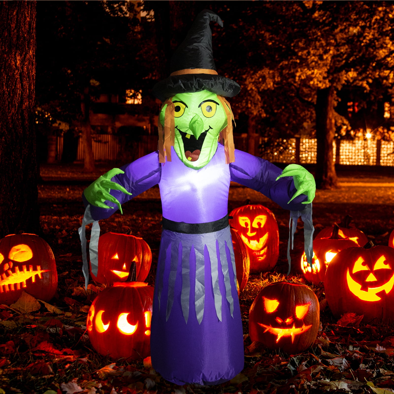 4 Foot Tall Halloween Inflatable Witch with LED Lights Decor Outdoor ...