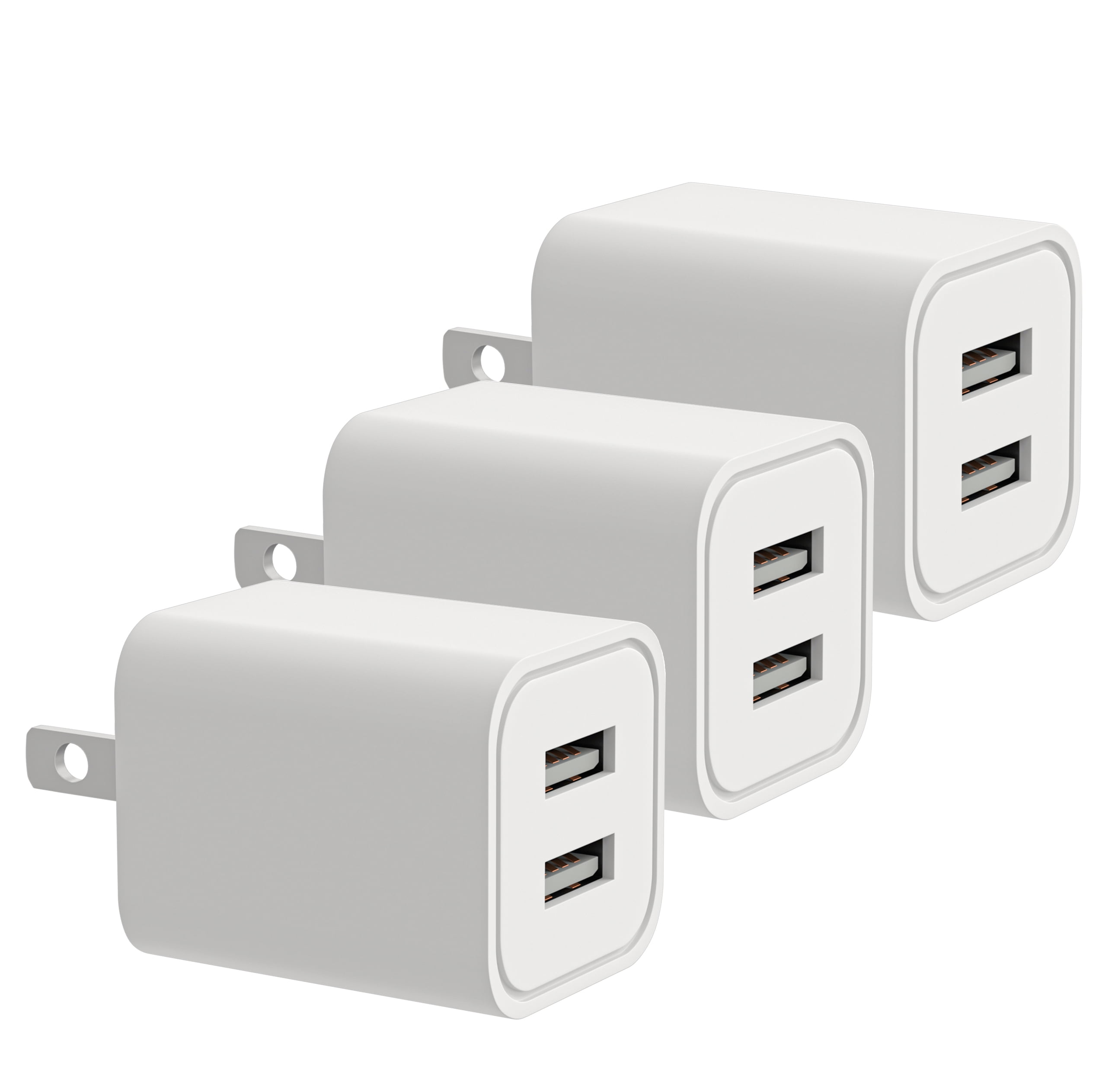 epacks USB Charger, 5V Dual 2-Port 2.1Amp 1.0Amp Wall USB Plug Charger ...