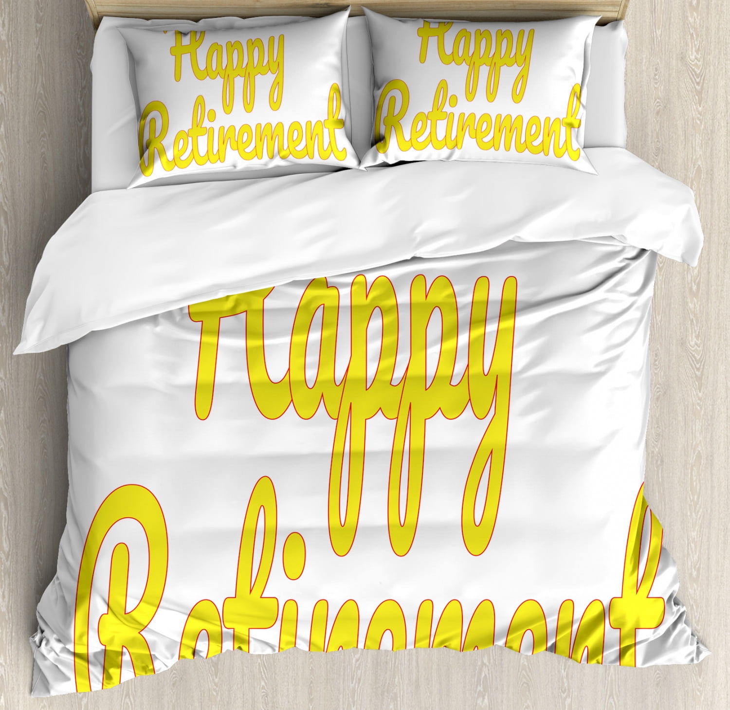 Retirement Party Queen Size Duvet Cover Set, Calligraphy Happy ...