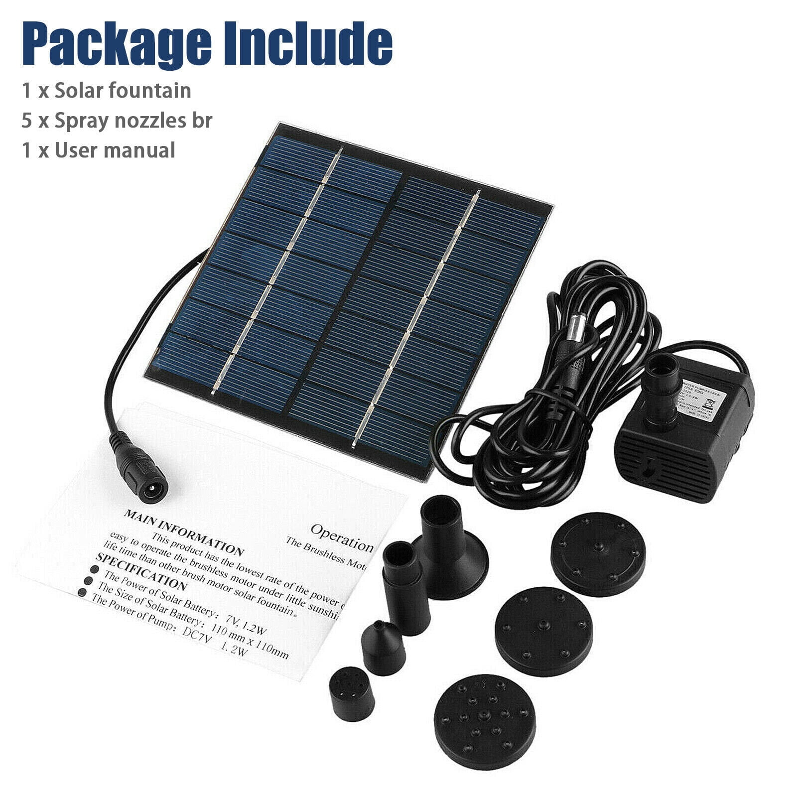 DIY Solar Water Pump Kit, Solar Powered Water Fountain Pump, DIY Water ...