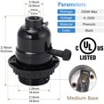 E26 Lamp Socket Replacement. Turn Switch Knob ON/Off. Threaded Medium ...
