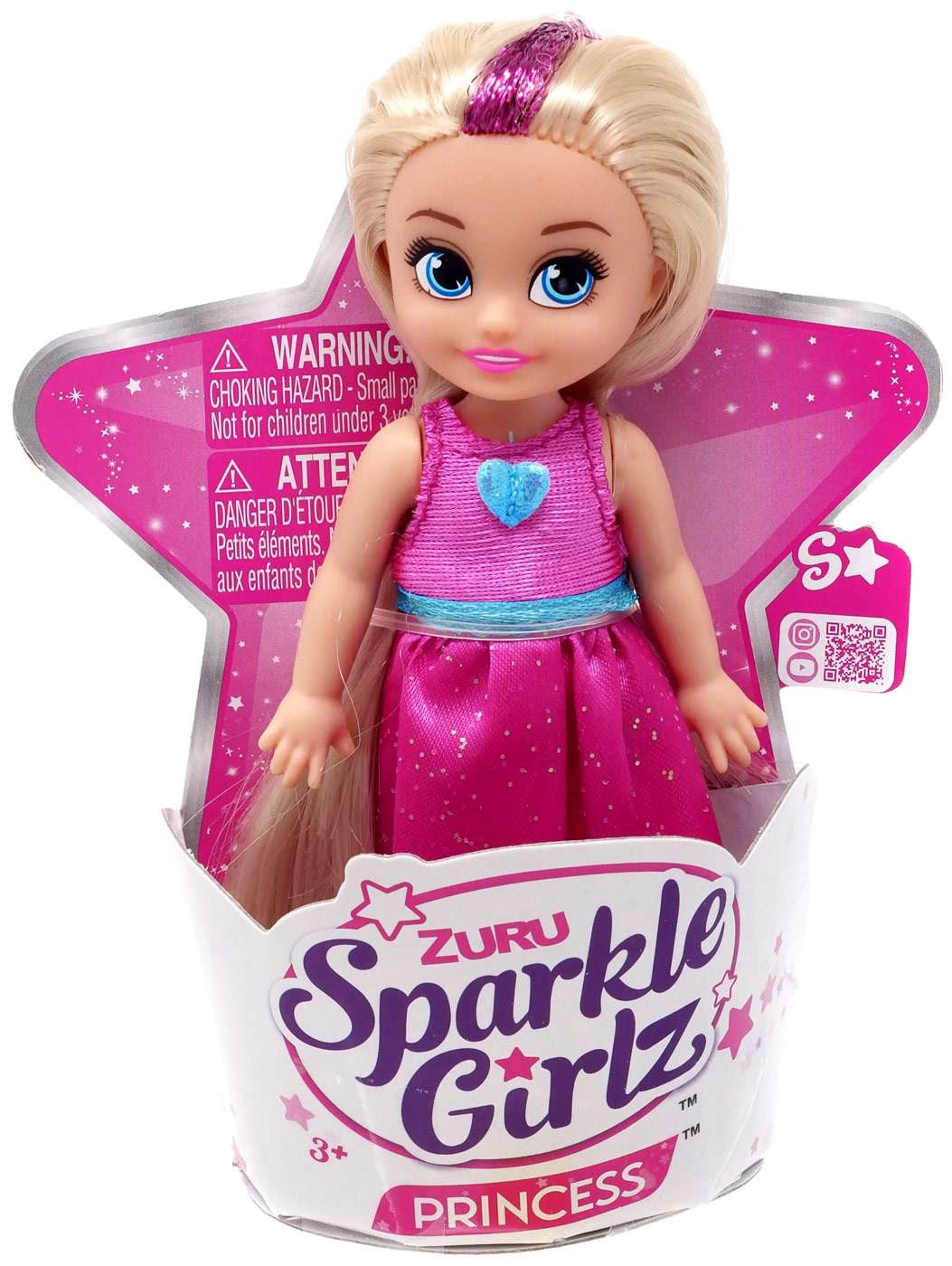Sparkle Girlz Princess Blonde with Pink Dress Mini Doll - Walmart.com