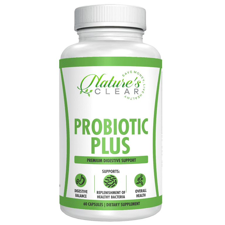 Nature's Clear Probiotic Plus Supplement, Premium Digestive Support 60 ...