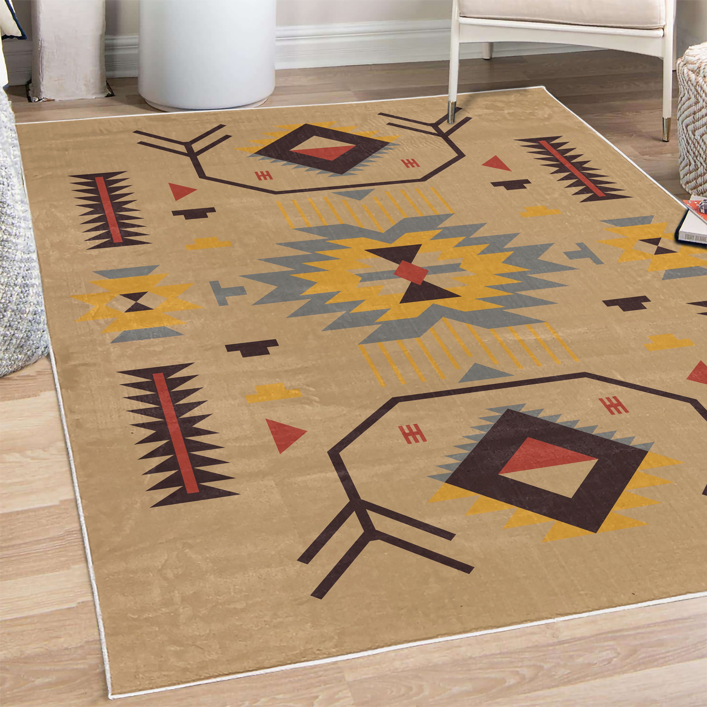 Southwestern Decorative Rug, Ethnic Illustration of a Zigzags Design ...
