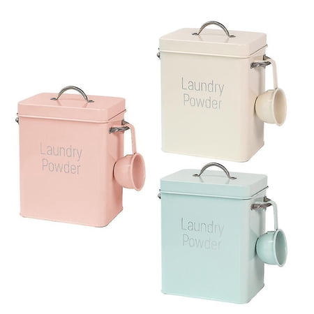 Metal Washing Powder Bucket Square Laundry Powder Storage Box Container ...