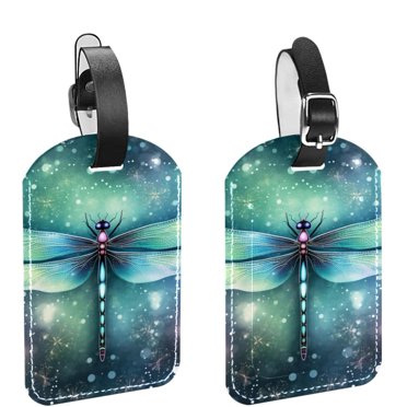 WIRESTER Rectangle PU Leather Luggage Tags for Travel Suitcase Baggage 4.05 x 2.83 inches - Blue ...