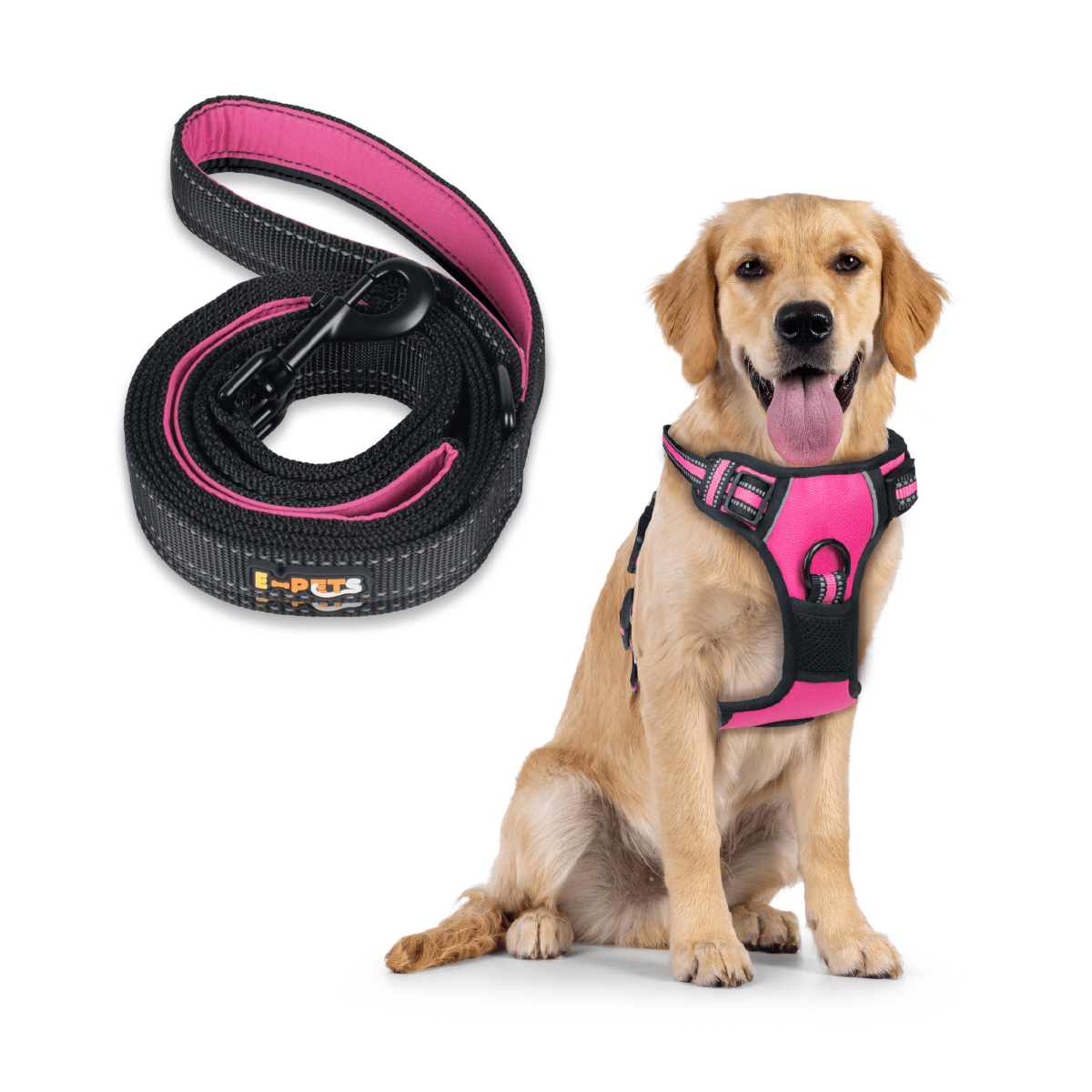 Pechera Arnes + Correa Color Rosa para Perro Grande - Pechera Ajustable ...