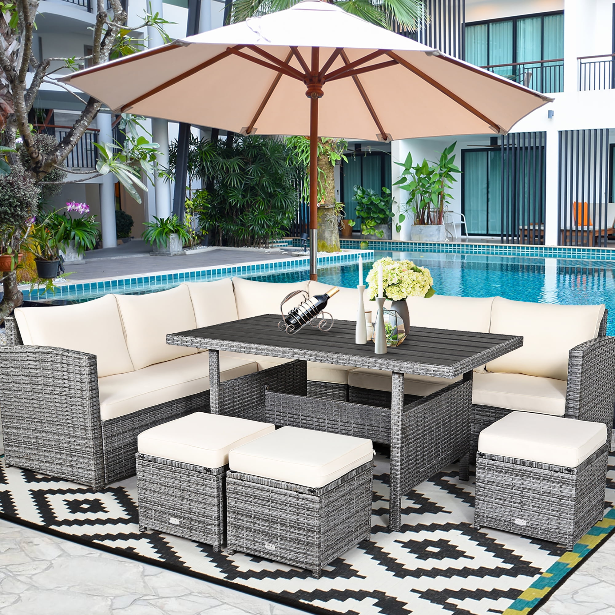 Click here for Costway 7 Pcs Patio Rattan Dining Set Sectional So... prices