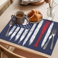 Baseball USA Flag Cotton Linen Placemats Set of 8, Distressed Vintage ...