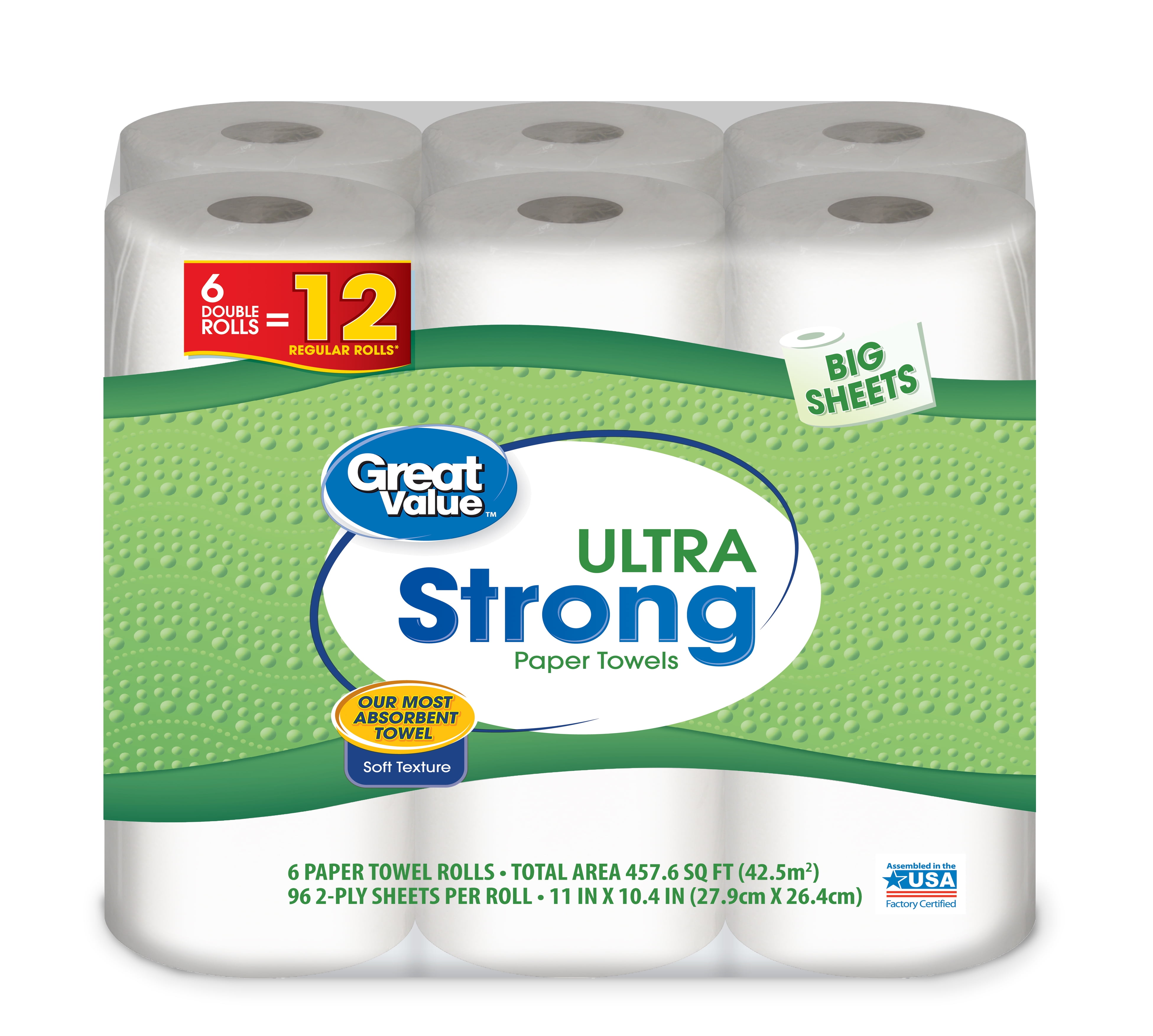 Great Value Paper Towels Full Sheet 6 Double Rolls Walmart Great Value Paper Towels Full Sheet 6 Double Rolls Walmart