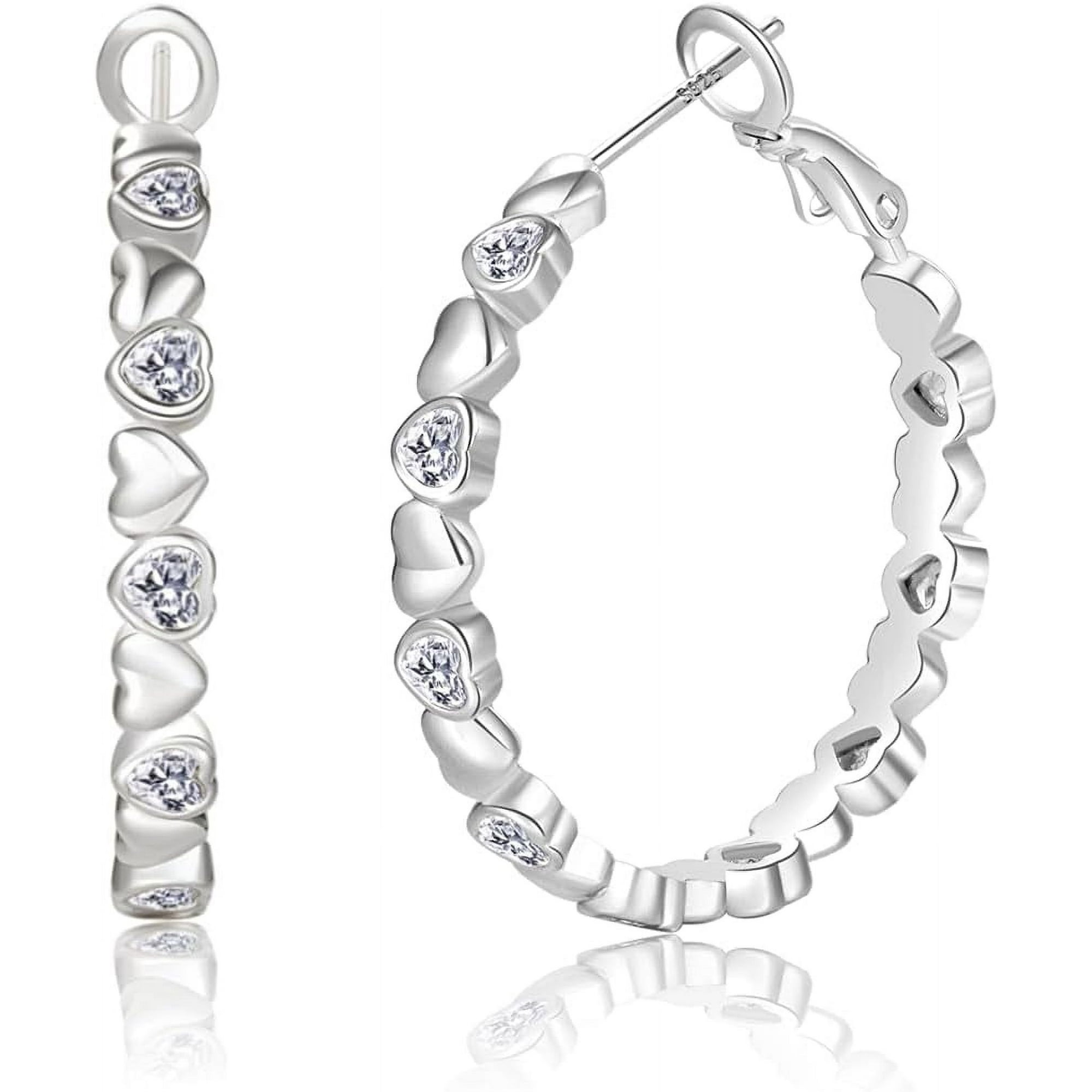 Click here for Oruyrop Silver Hoops Earrings For Women Cubic Zirc... prices