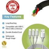 VERATOWN 4' USB Charging Cable, Type-C, Lightning, Micro USB, Multi ...