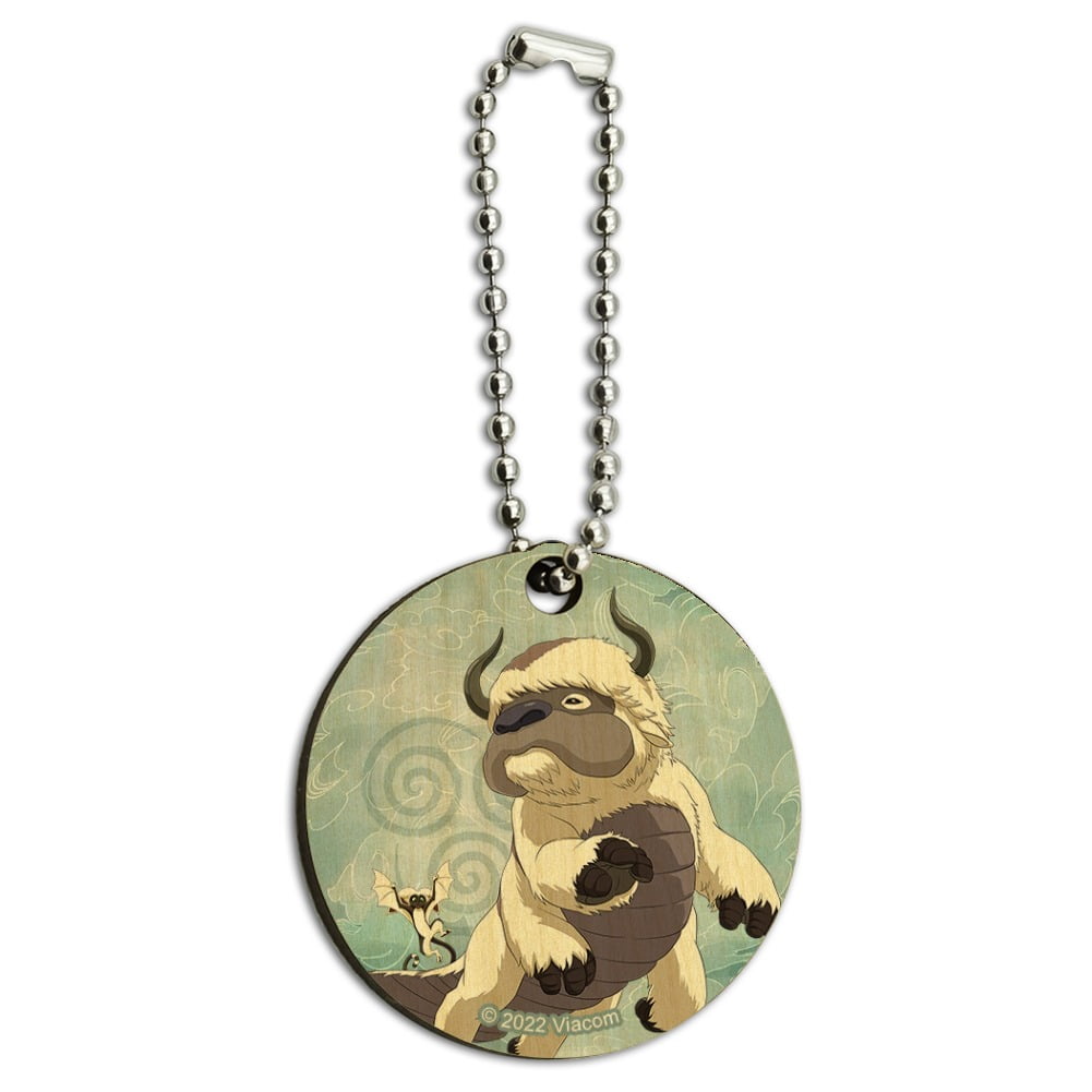 Avatar the Last Airbender Appa & Momo Wood Wooden Round Keychain Key ...