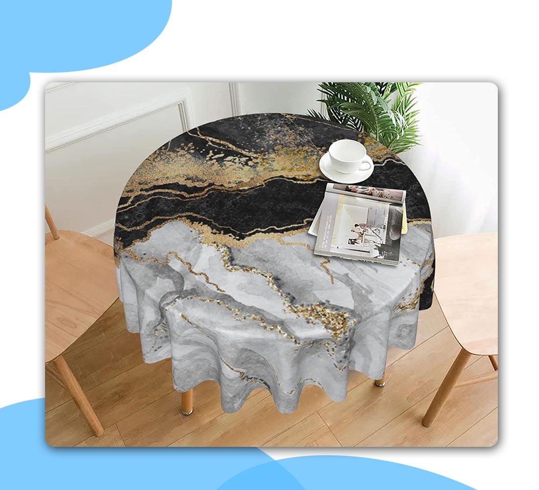 Black Gold Marble Round Tablecloth - Walmart.com