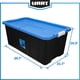 HART 40 Gallon Latching Plastic Storage Bin Container, Black with Blue ...