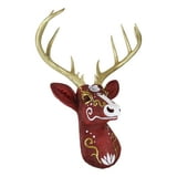 Sweet Rose Red Parade Buck Stag Deer Golden Antlers Scrollwork Wall ...
