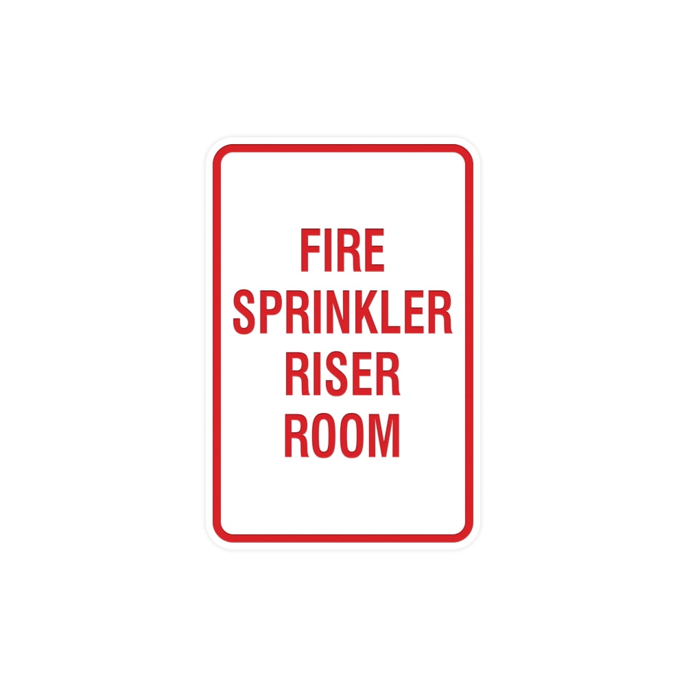 Portrait Round Fire Sprinkler Riser Room Sign (White/Red) - Small 4" x ...