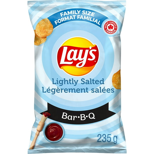 Lay's Lightly Salted Bar-B-Q flavoured potato chips, 235g - Walmart.ca