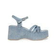 Steve Madden Womens Crazy 30 Denim Criss-Cross Wedge Sandals - Walmart.com