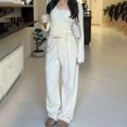 Aellinatey (One set) Two-piece casual suit Pilates wrap top flared ...