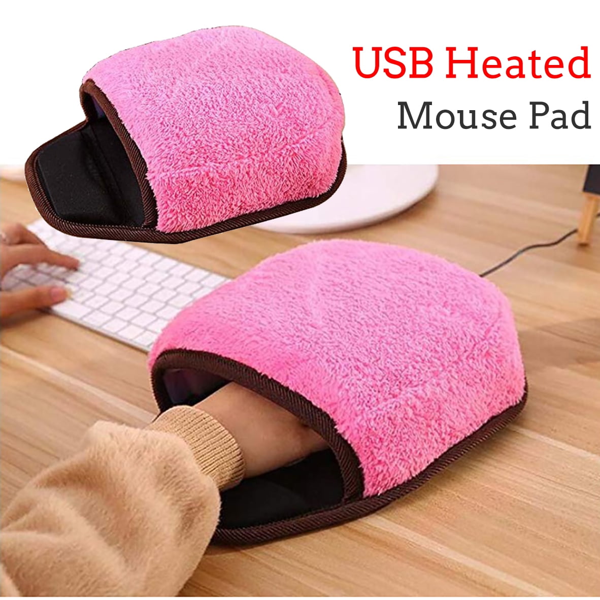 Winter USB Heated Mouse Pad Mat Mousepad Hand Warmer With Wrist Guard ...