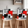 Black Red Geometric Chair Back Covers, Red White Abstract Art Modern ...