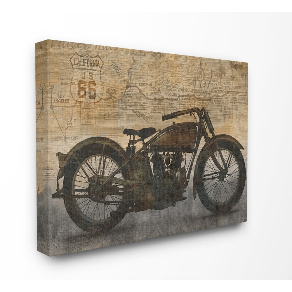 The Stupell Home Decor Collection Tan and Black Sepia Motorcycle with ...