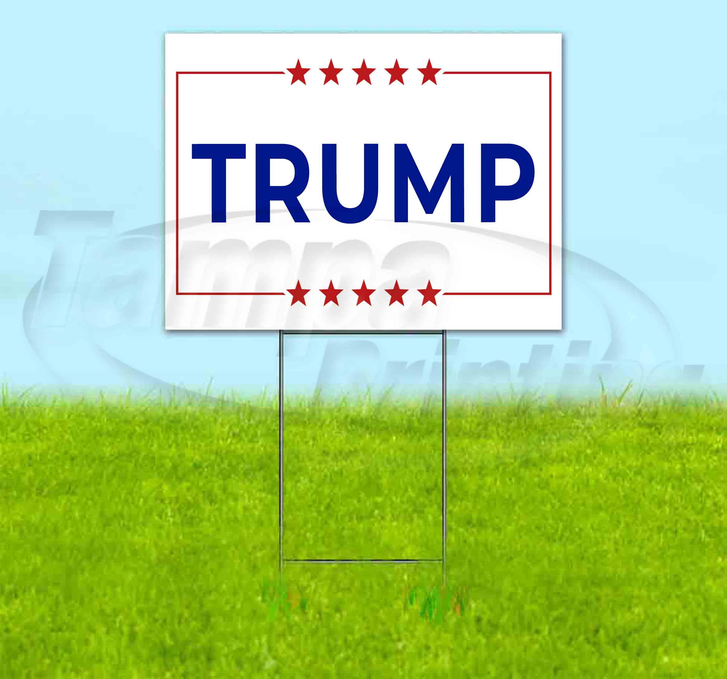 Trump White (18" x 24") Yard Sign, Includes Metal Step Stake - Walmart.com