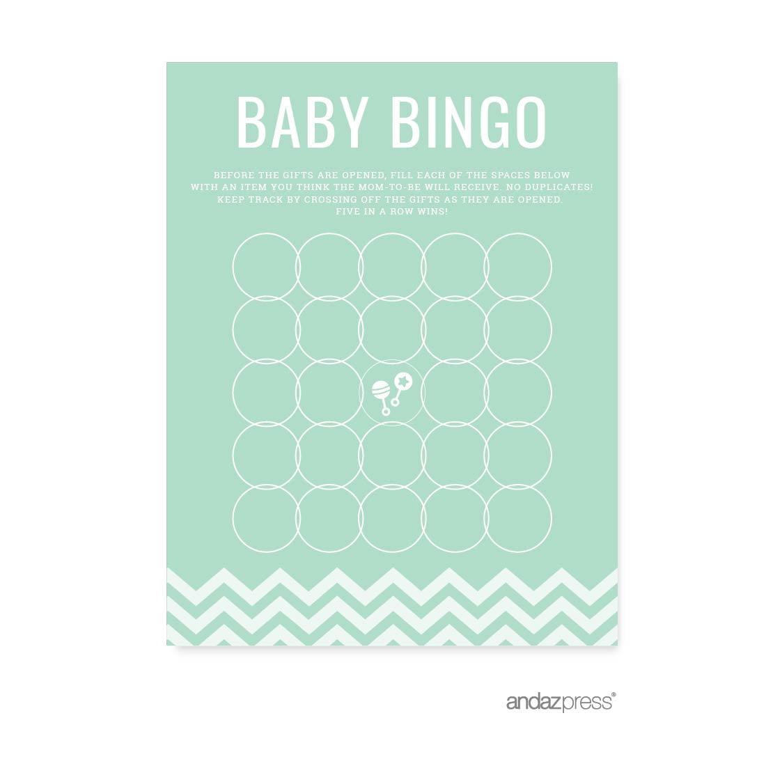 Baby Bingo Mint Green Chevron Baby Shower Games, 20-Pack - Walmart.com
