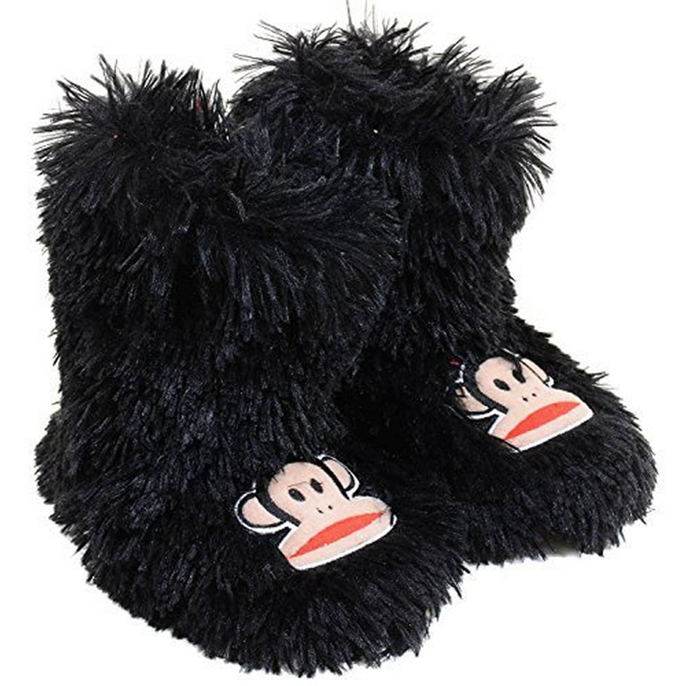 Fourever Funky - Julius the Monkey Black Fluffy Slippers Warm Booties ...