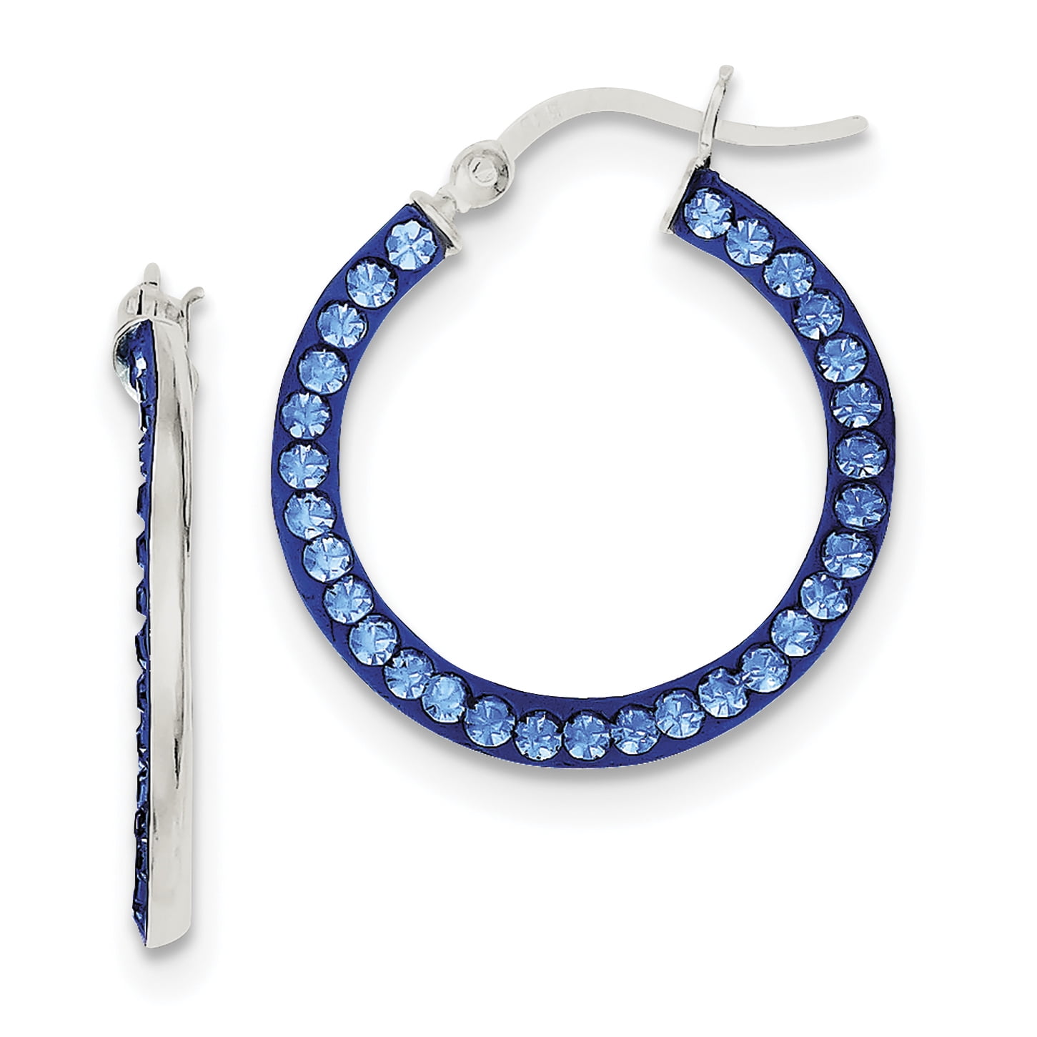 Beautiful Sterling Silver Stellux Crystal Royal Blue Hoop Earrings ...